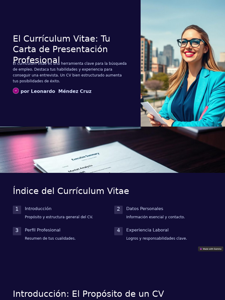El Curriculum Vitae Tu Carta de Presentacion Profesional | PDF | Business