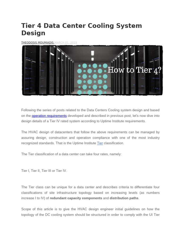 Tier IV Data Center Cooling Design Guide | PDF | Data Center | Pump