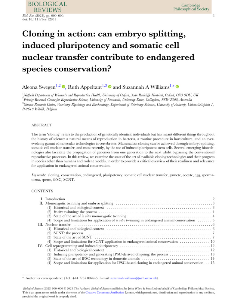 Biological Reviews - 2023 - Swegen - Cloning in action can embryo splitting induced pluripotency ...
