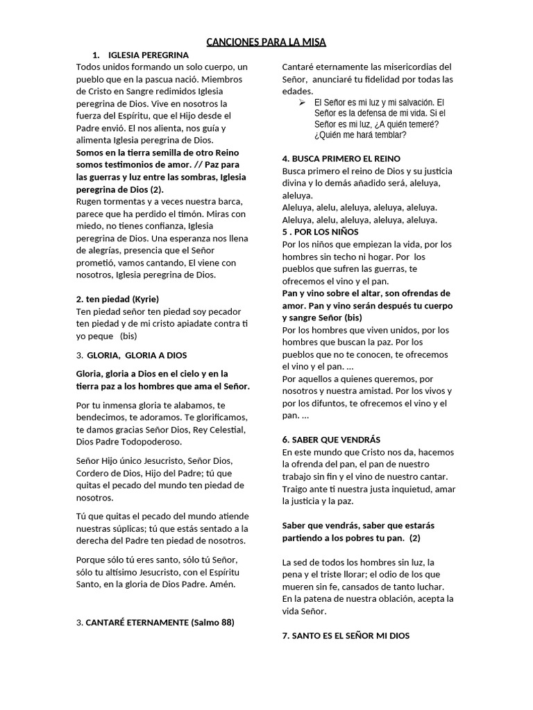 Canciones para La Misa | PDF | eucaristía | Cristo (título)