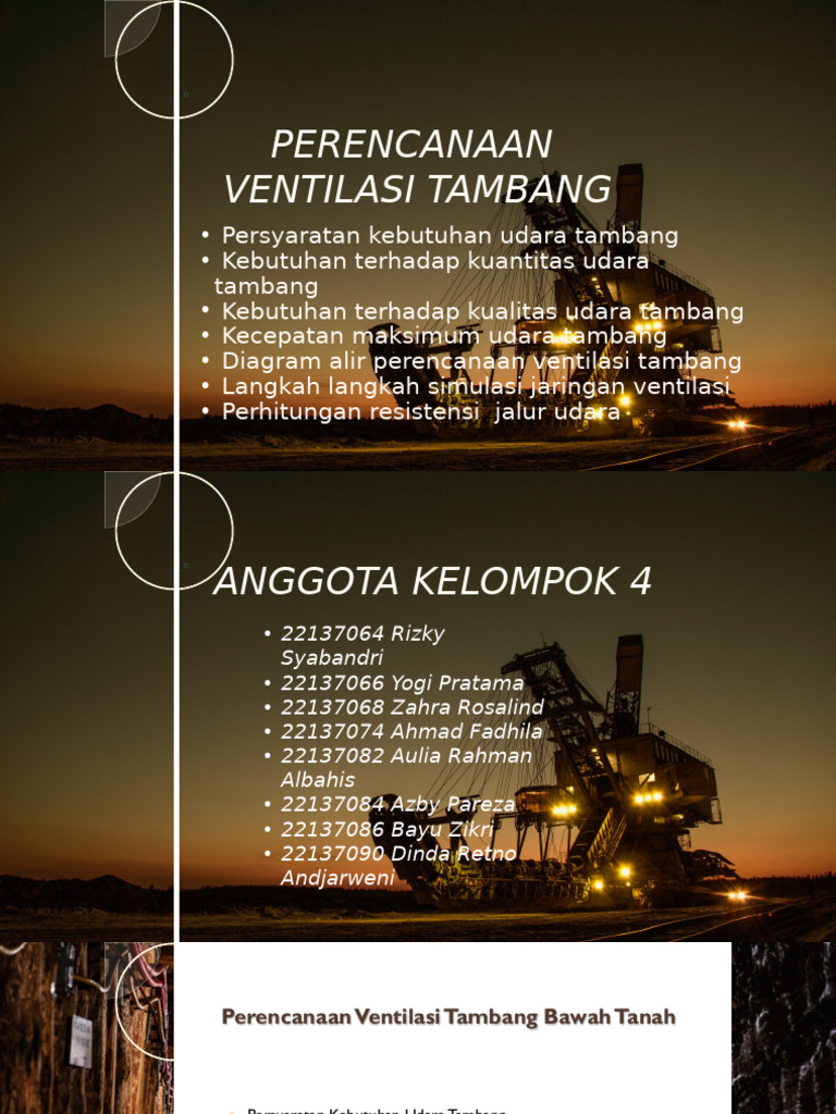 PERENCANAAN VENTILASI TAMBANG | PDF