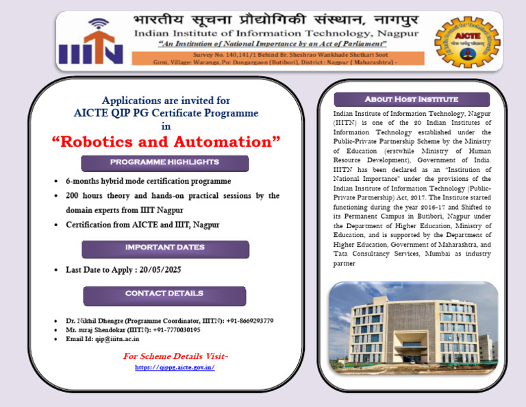 AICTE_PG_Certificate_Program_in_Robotics and Automation | PDF
