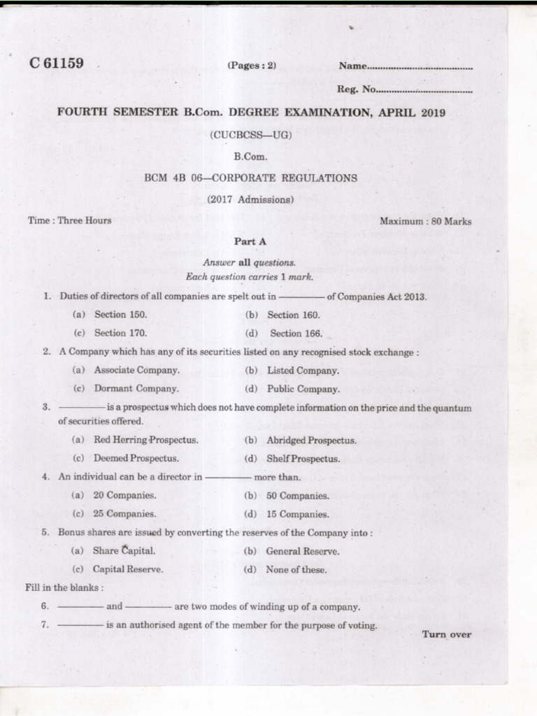 Corporate Regulations 2019 | PDF
