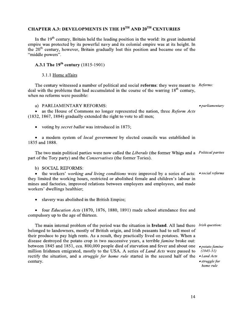 Week 8 - 19th and 20th Century - Handout | PDF
