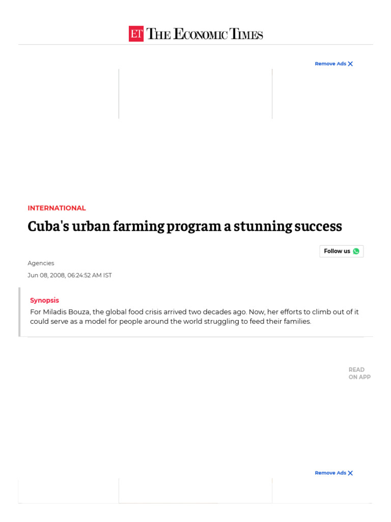 Cuba's Urban Farming Program A Stunning Success - The Economic Times ...