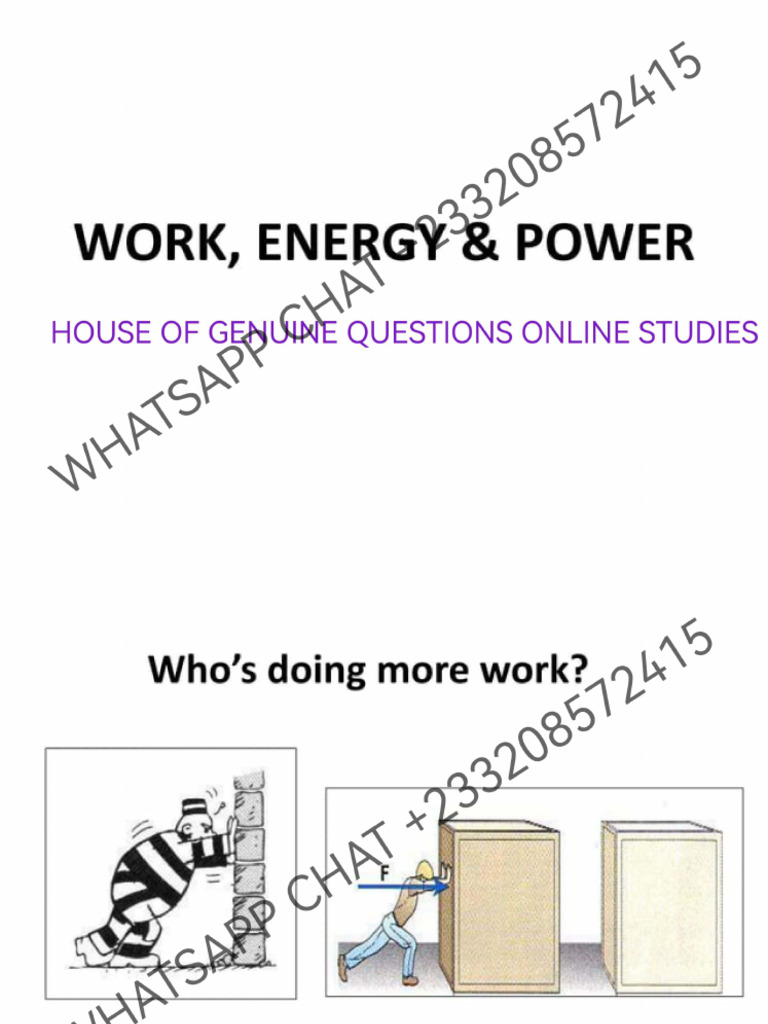 Integrated Science Online Study Slides Work Energy and Power For | PDF