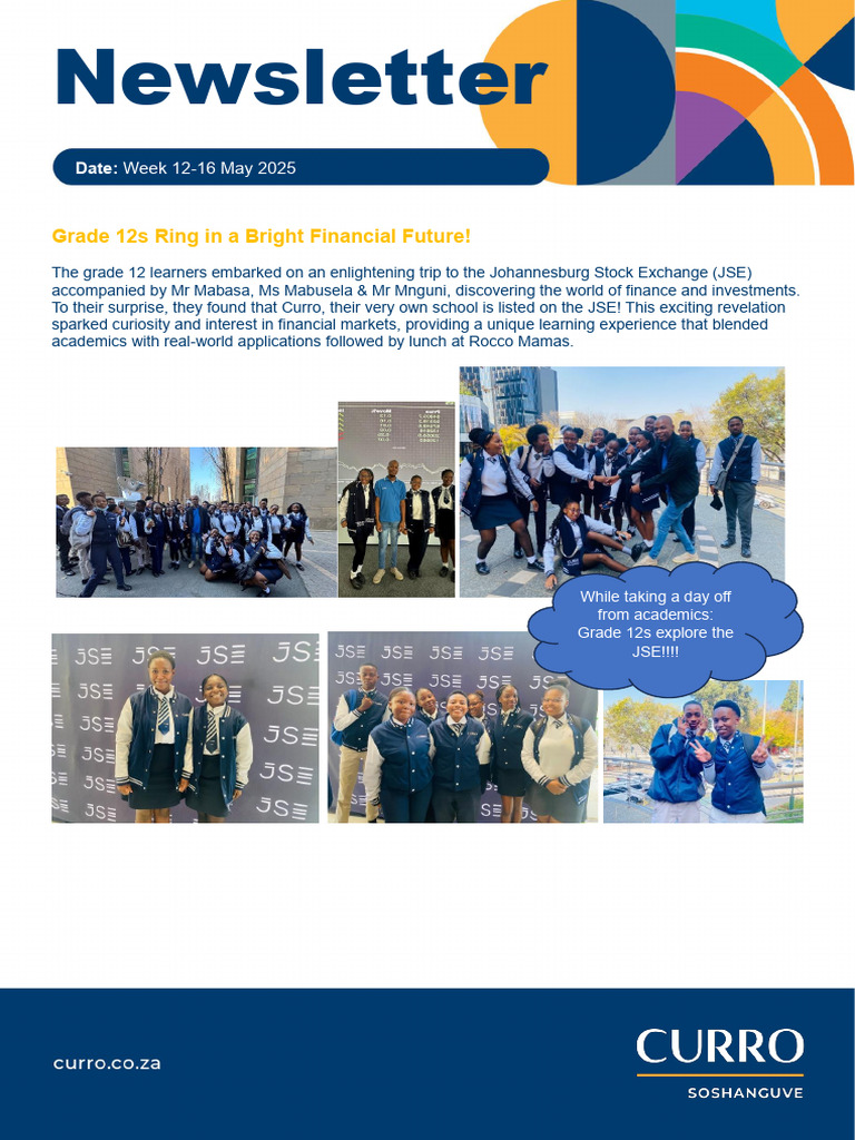Curro Soshanguve Week 12-16 May High School Newsletter | PDF | Learning ...