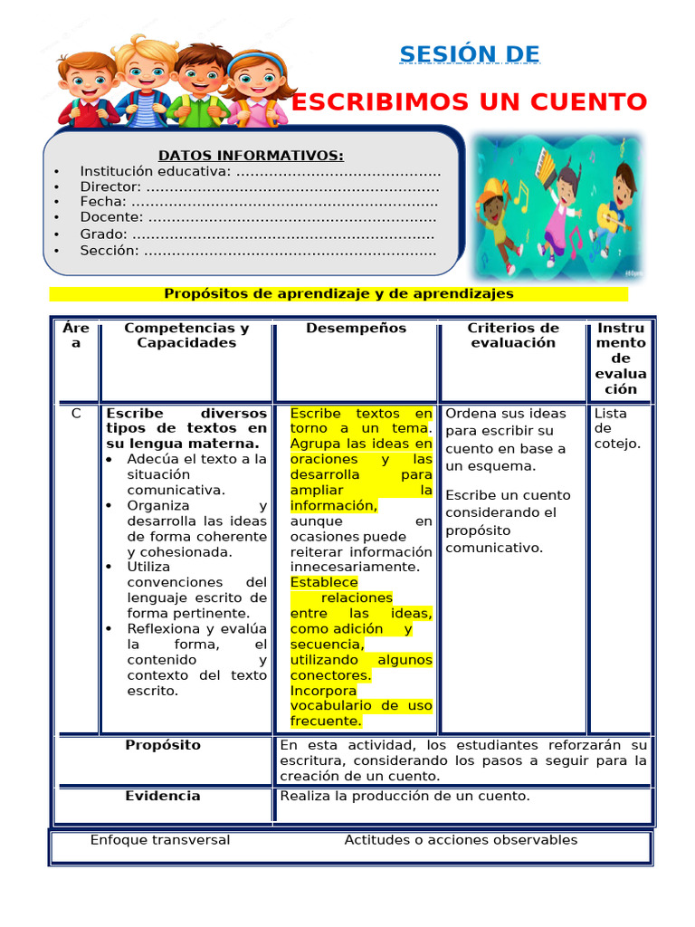 2° Sesión Día 3 Com Escribimos Un Cuento | PDF | Escritura | Modificación de comportamiento