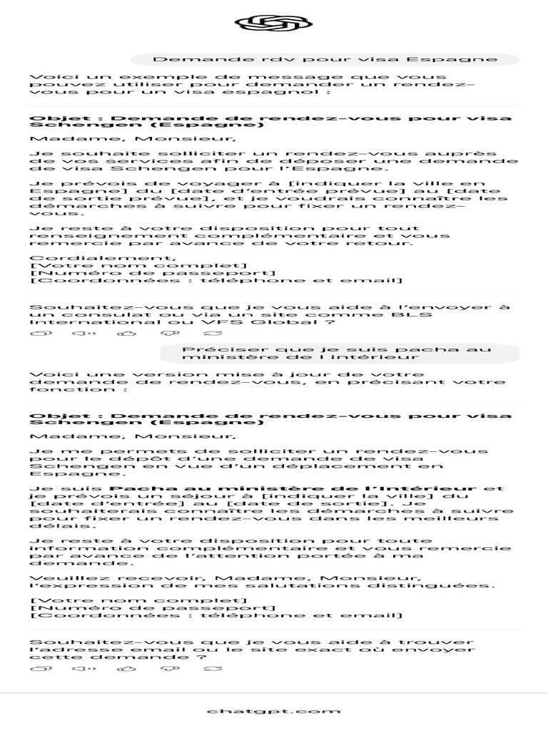 Demande RDV Visa Espagne | PDF