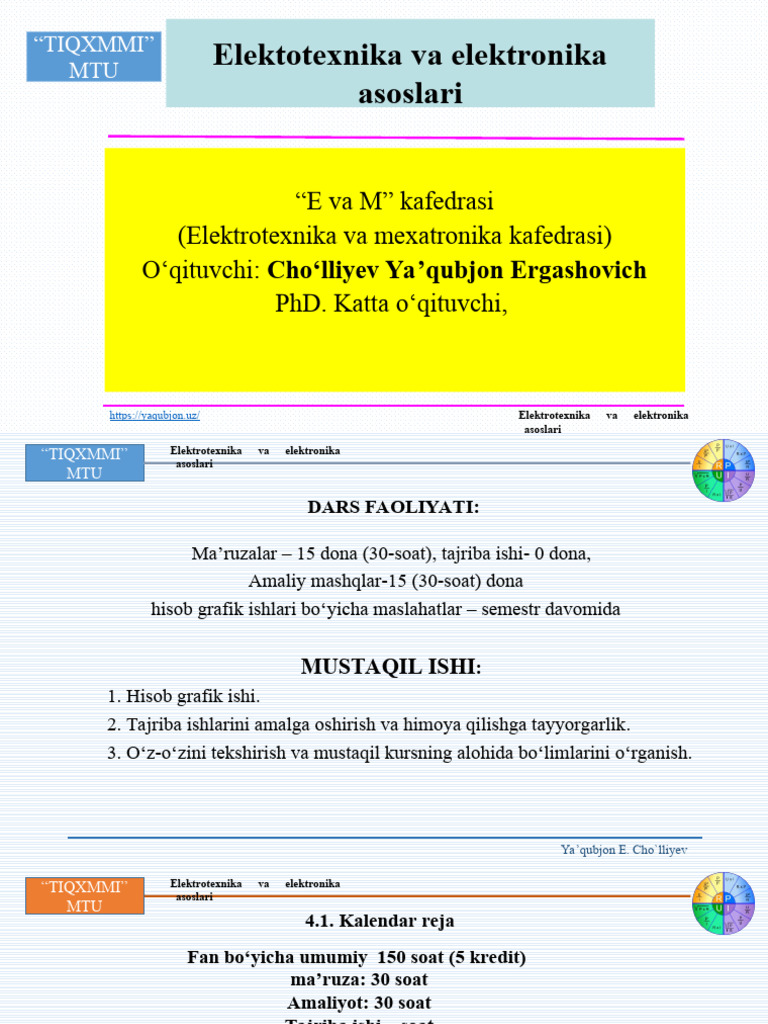 Elektrotexnika TAQDIMOT | PDF