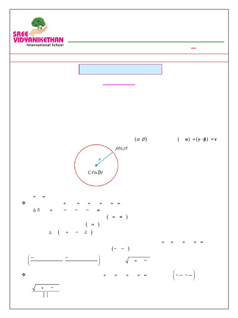 Circle Formulas for Class 11 | PDF | Circle | Euclid