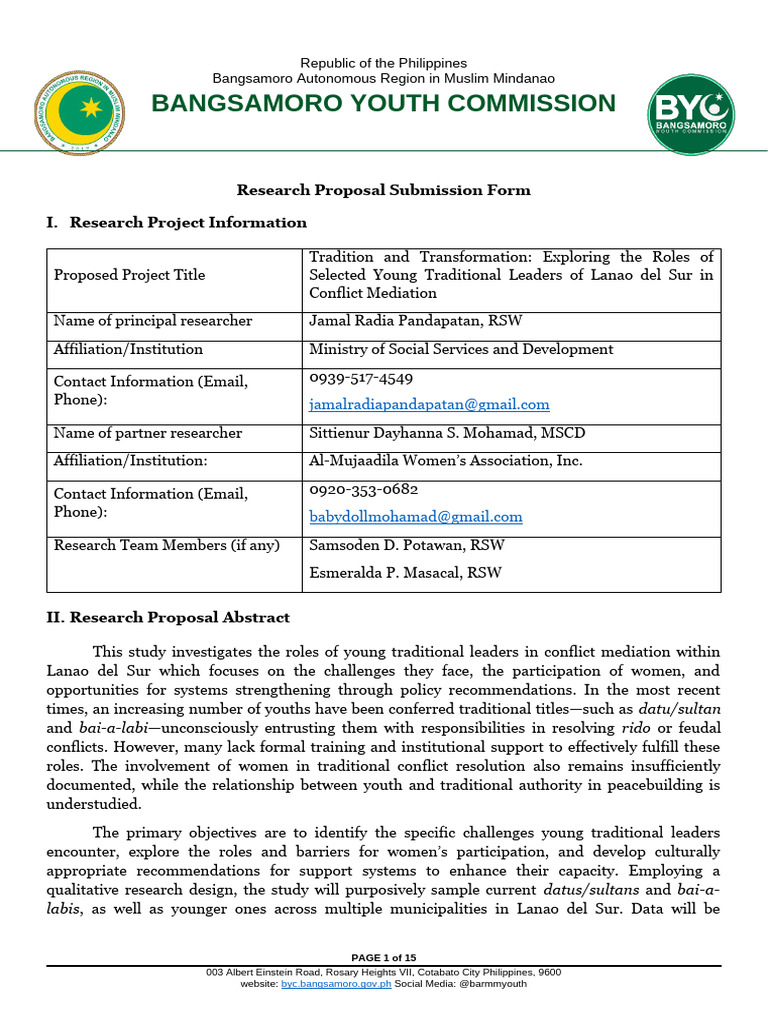 Edited Research Proposal Submission Form | PDF | Peacebuilding