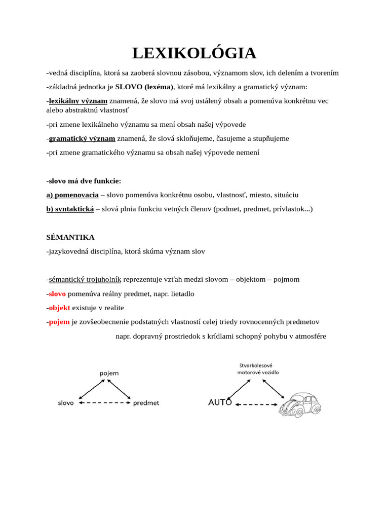 LEXIKOLÓGIA - Poznámky | PDF