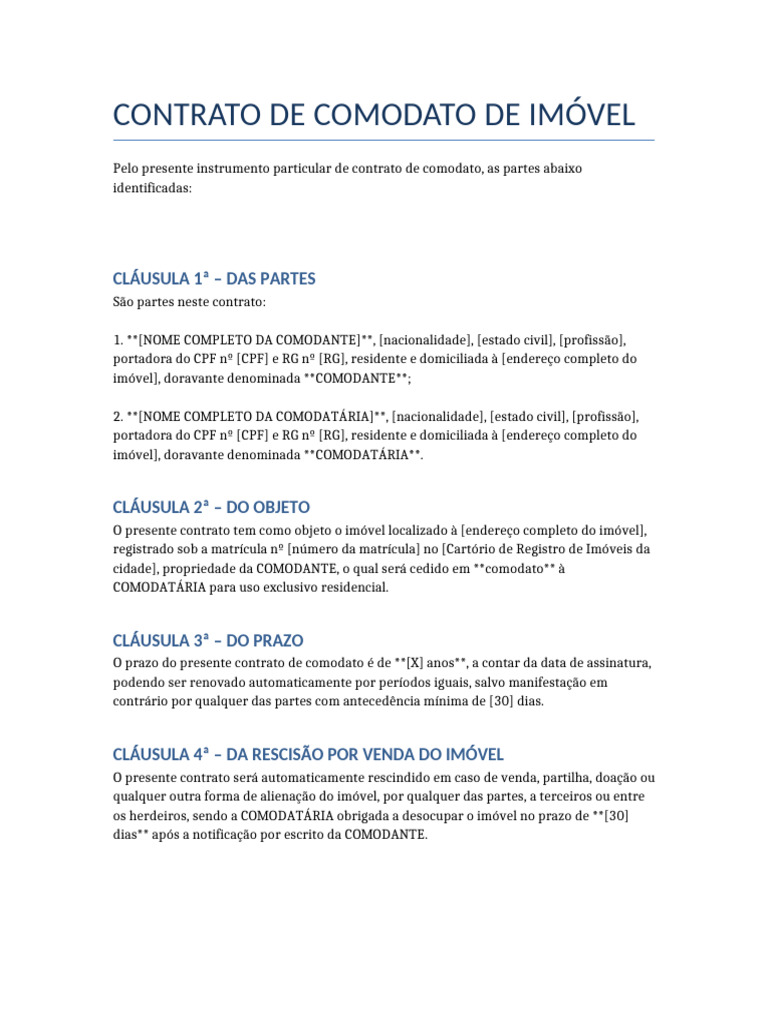 Contrato_de_Comodato_Imovel_Com_Clausula_Venda (1) | PDF