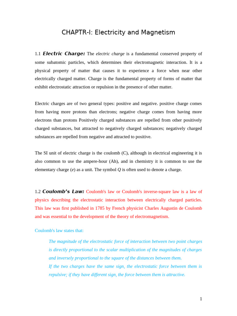 Electricity and Magnetism Fundamentals | PDF | Electric Charge | Flux