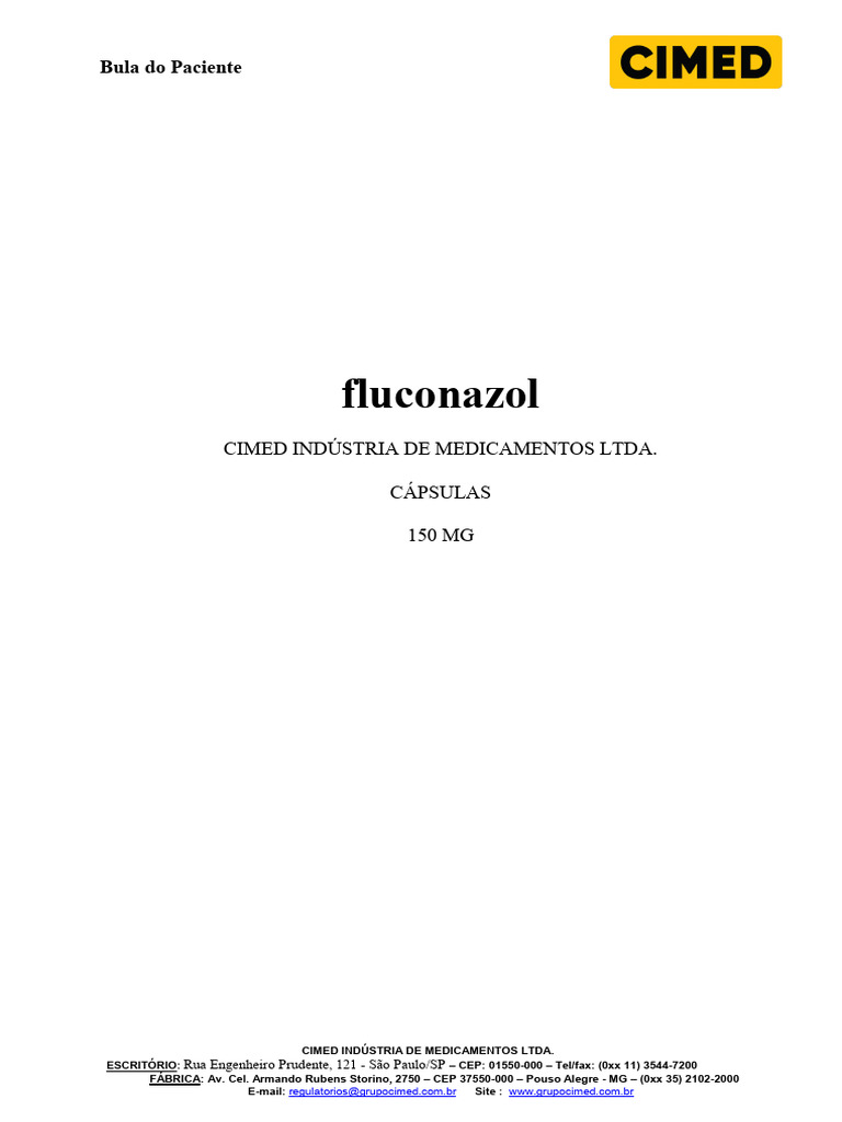 Bula do Fluconazol 150 mg - CIMED | PDF | Candidíase | Amamentação