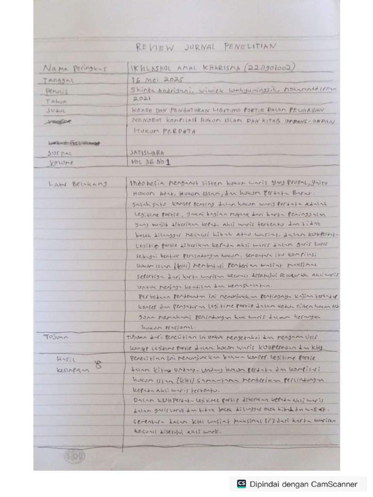 Review Jurnal Hukum Waris | PDF