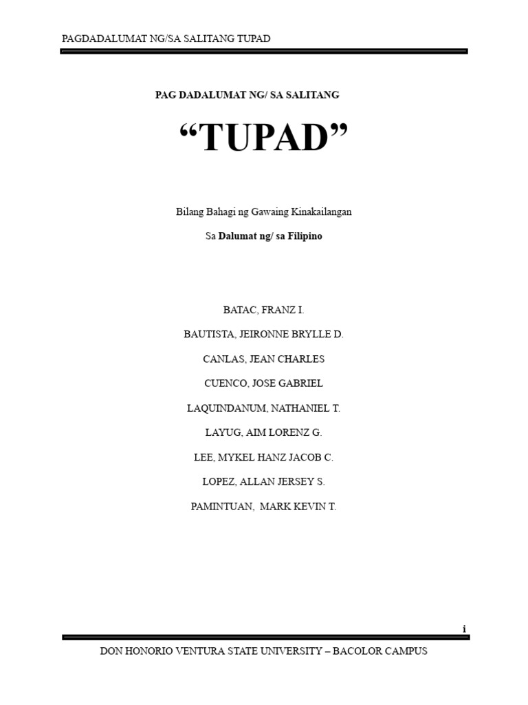 Dalumat Ng Salitang TUPAD | PDF