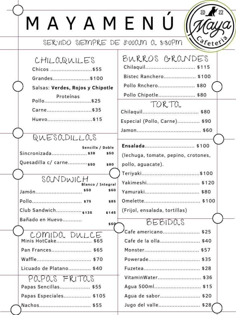 Maya Menu | PDF | Preparación de comida y bebida | Cocina occidental