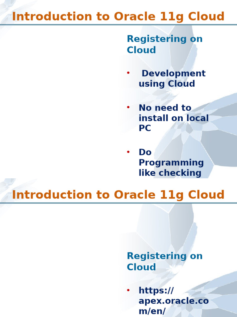 Introduction To Oralce 11g Cloud | PDF