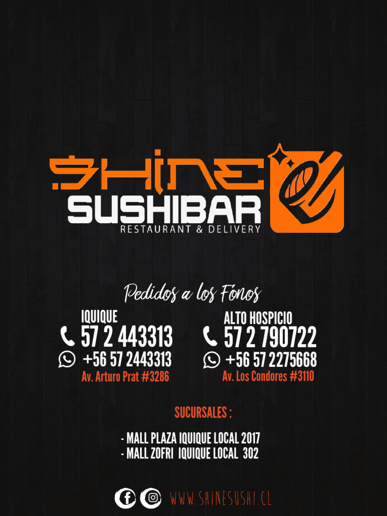 Carta Shine Sushi 2025 v2lw | PDF | Mariscos | Cocina japonesa
