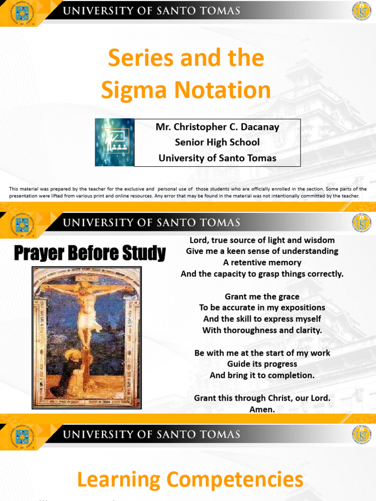 Series and The Sigma Notation | PDF | Summation | Sequence