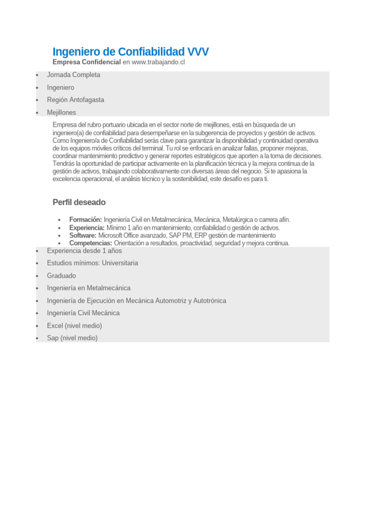 Ingeniero de Confiabilidad 5 | PDF | Ingeniería de confiabilidad | Business