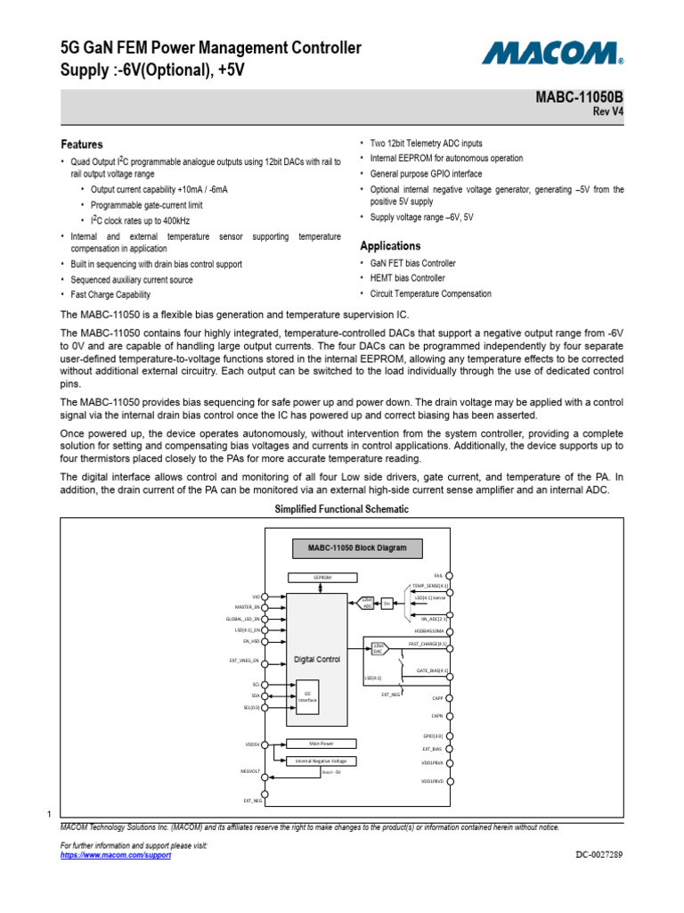 MABC-11050 Product Brief | PDF | Electrical Engineering | Computer Engineering