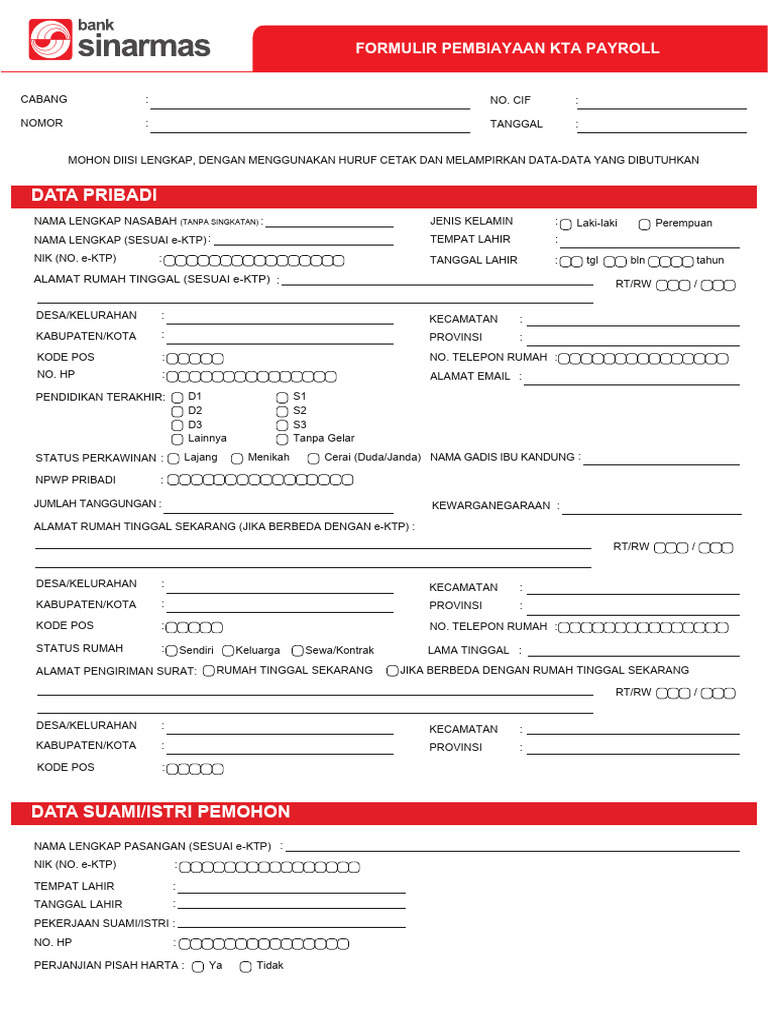 Formulir KTA Payroll Revisi | PDF