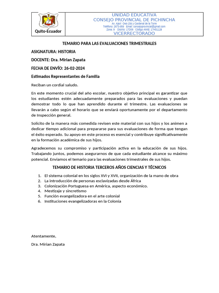 Temarios Historia 3 2 Trimestre | PDF