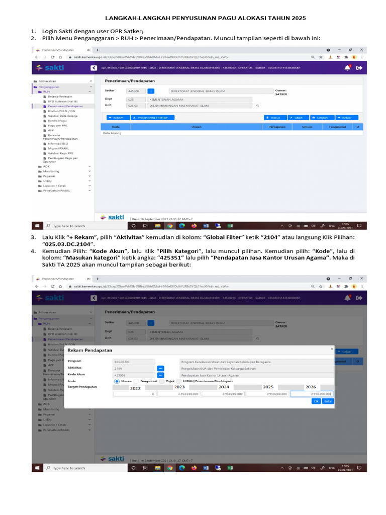 Langkah Penyusunan Target PNBP NR TA 2025 | PDF