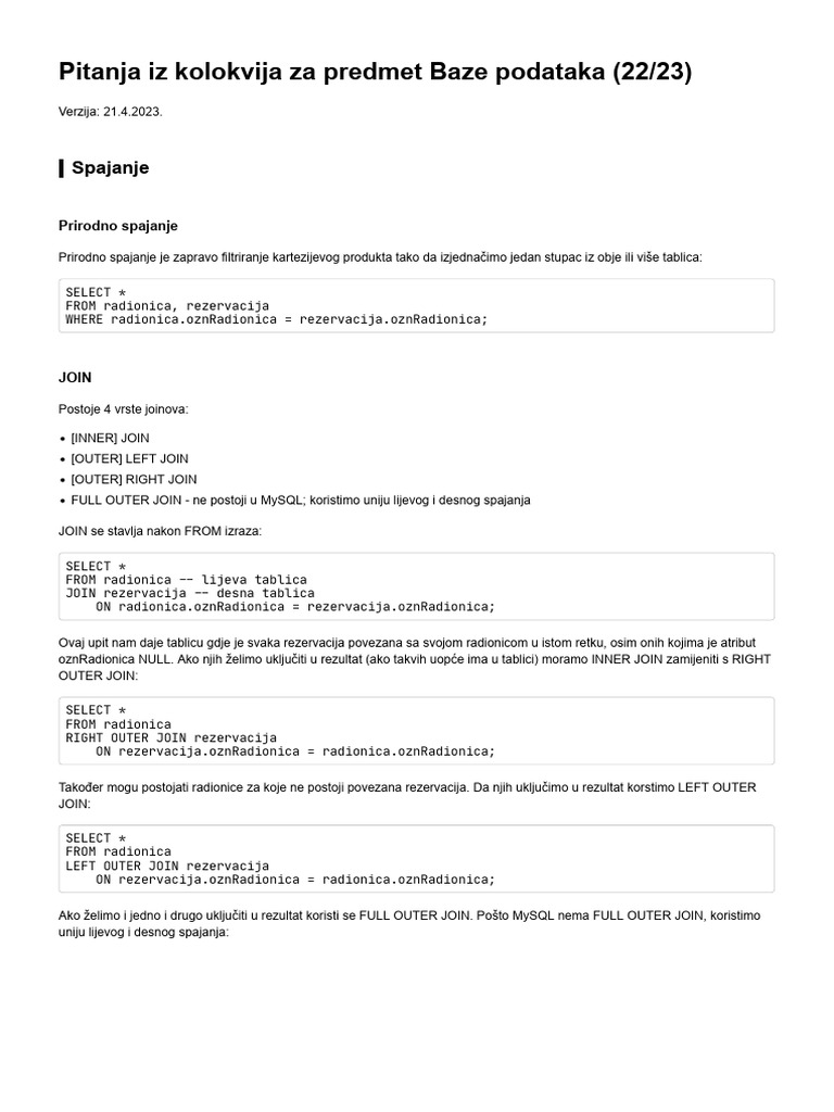 Baze Pitanja 2023 04 21 | PDF
