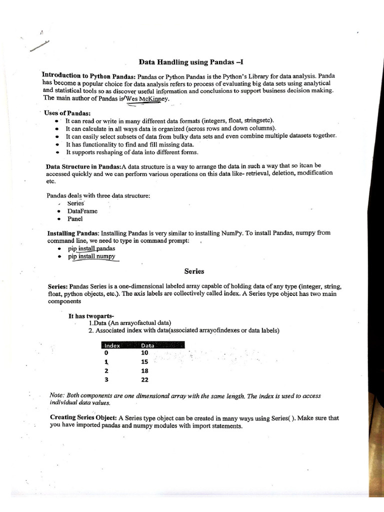 Data Handling Pandas | PDF