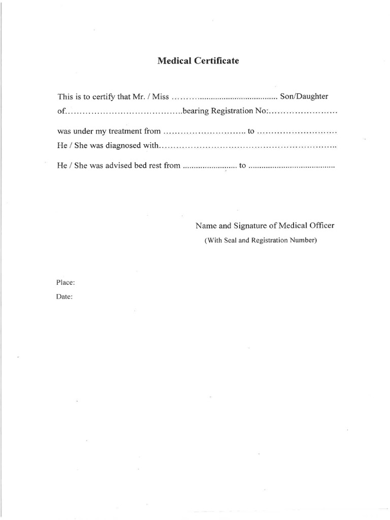 Medical Certificate Format | PDF