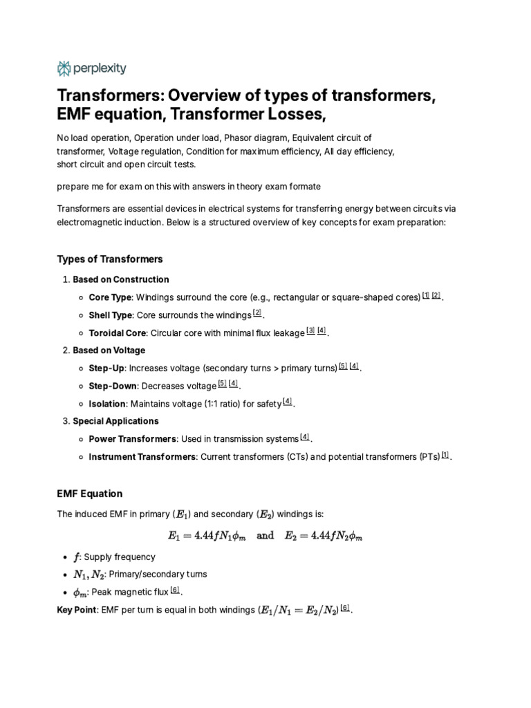 Transformers - Overview of Types of Transformers, E | PDF | Electric ...