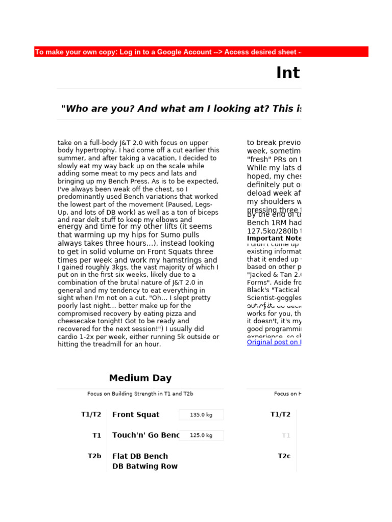 Jacked and Tactical (3x - Week, Full-Body) - Metric Units | PDF ...