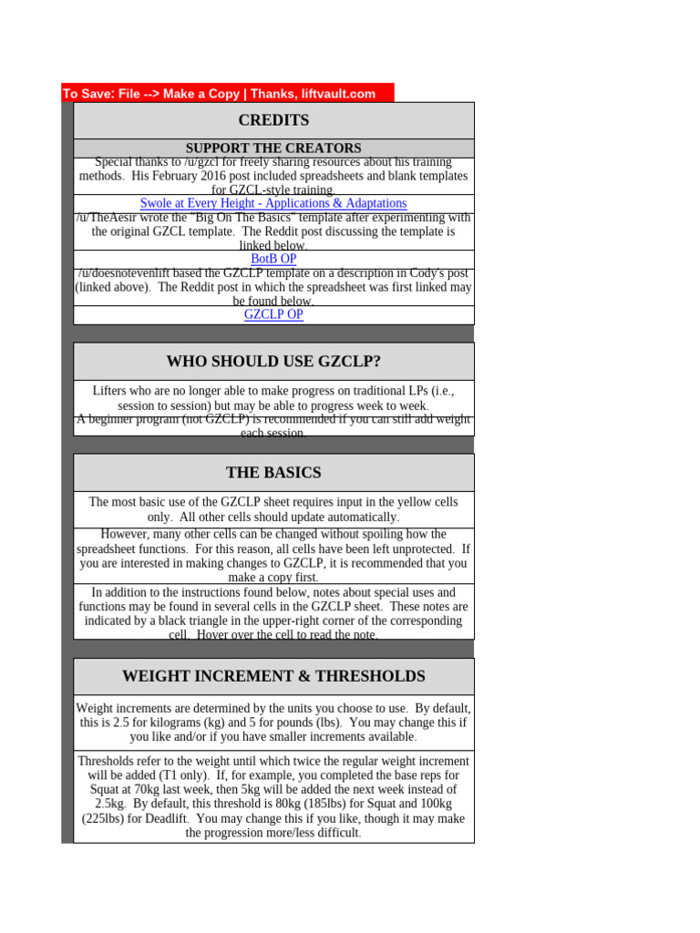 GZCLP 3 Week + GZCL Big On The Basics | PDF | Strength Training | Weight Training