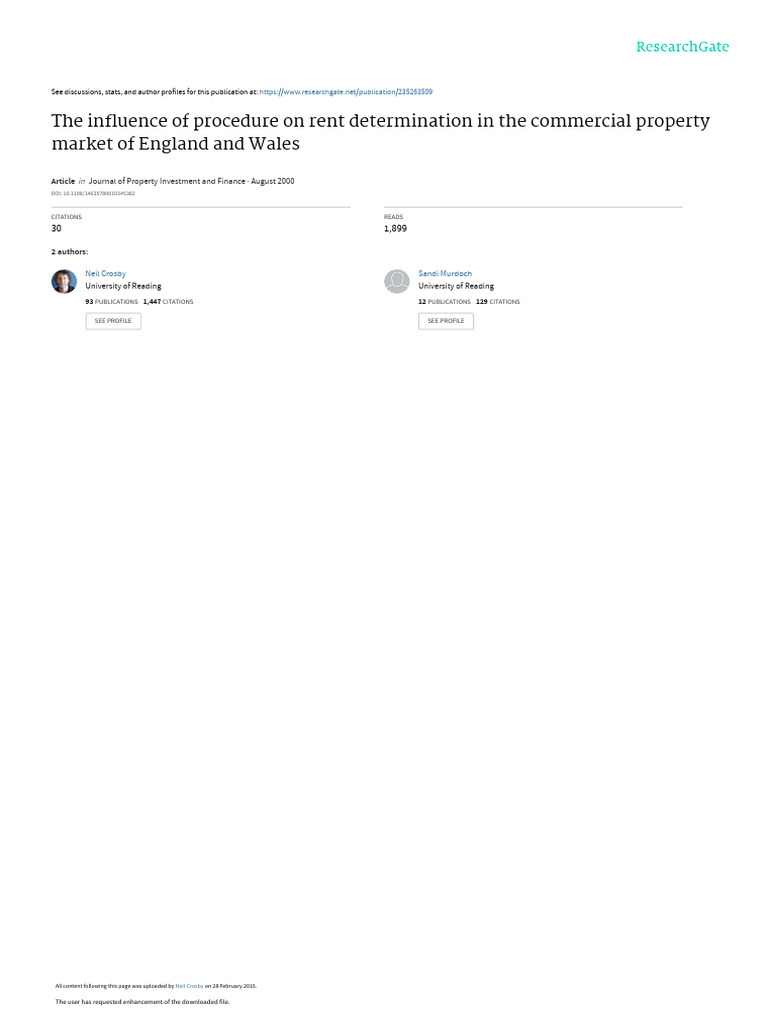 The Influence of Procedure On Rent Determination I | PDF | Lease ...