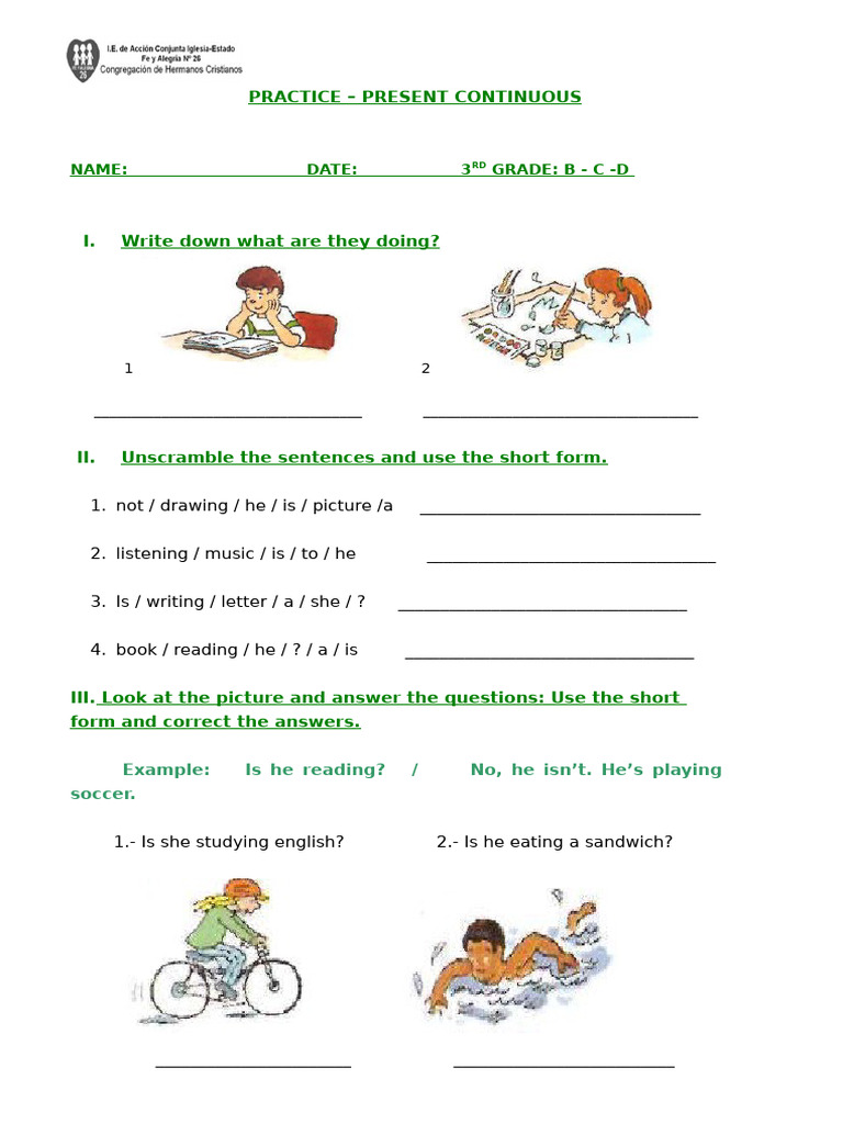 Practica - Present Continuous | PDF