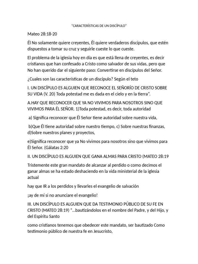 Características de Un Discípulo | PDF | Cristo (título) | Evangelio de ...