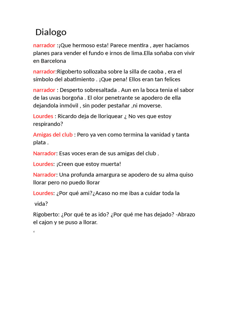 Diálogo de Desamor y Pérdida Emocional | PDF