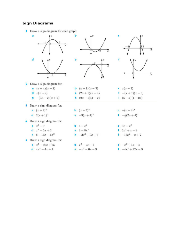 Sign Diagrams and Quadratic Inequalities | PDF
