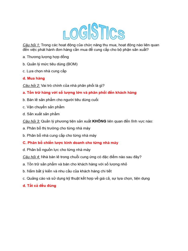 Logistics | PDF