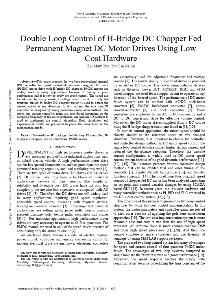 Double Loop Control of H Bridge DC Chopp | PDF | Electric Motor | Direct Current