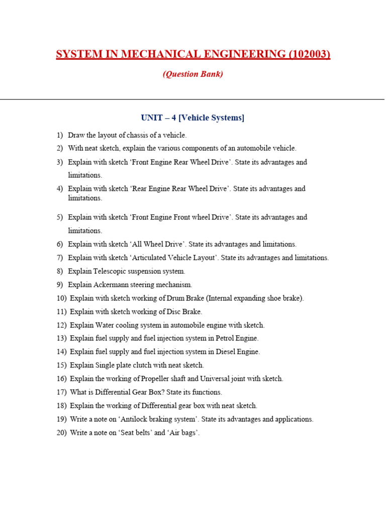SME - Unit 4 - Theory Question Bank | PDF