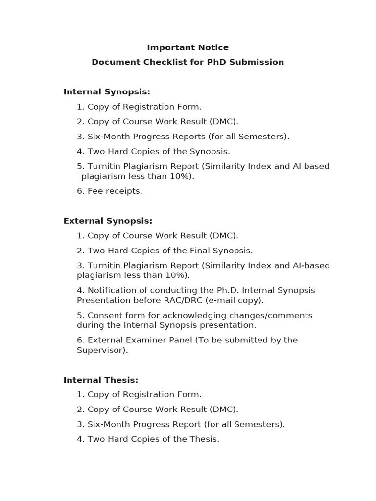 CSE PhD-submission Document Checklist | PDF