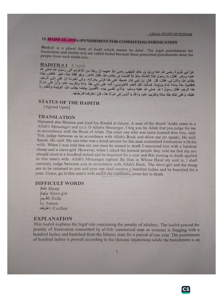hadith related to Zina and legal rules | PDF