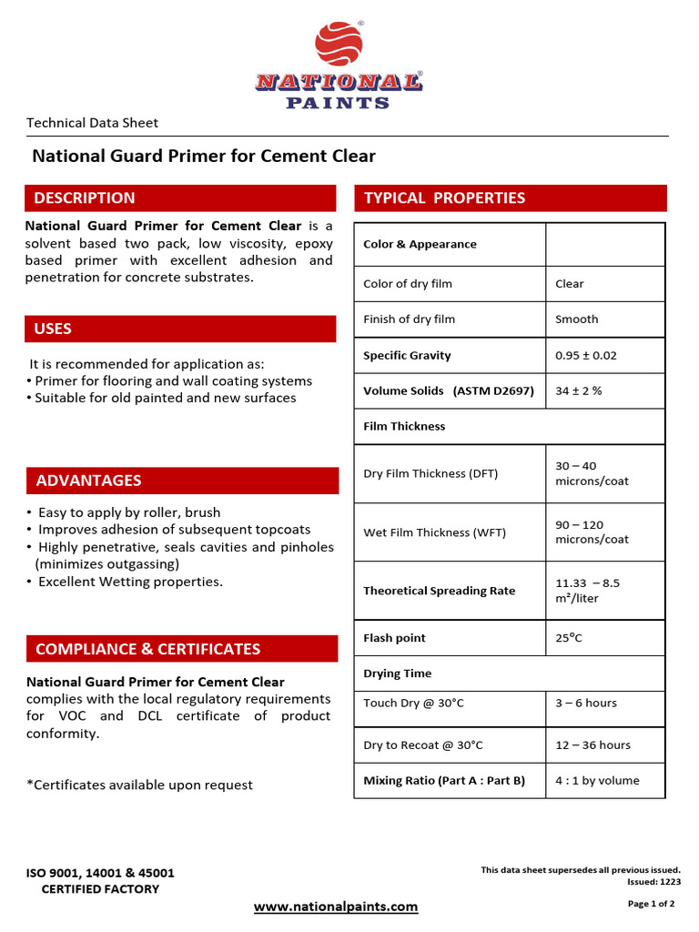 National Guard Cement Clear Primer Guide | PDF | Paint | Materials