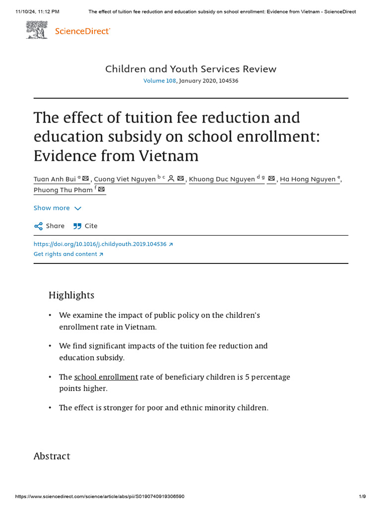 The Effect of Tuition Fee Reduction and Education Subsidy On School ...