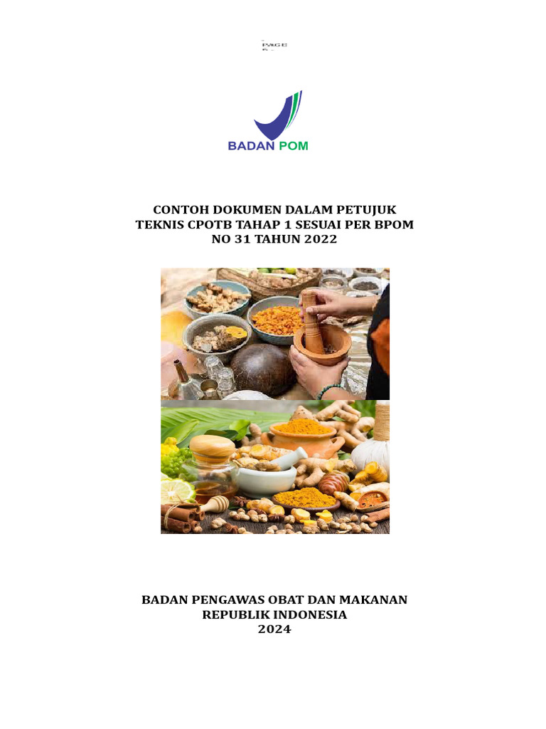 Contoh Dokumen Dalam Petujuk Teknis CPOTB Tahap 1 Sesuai Per BPOM No 31 ...